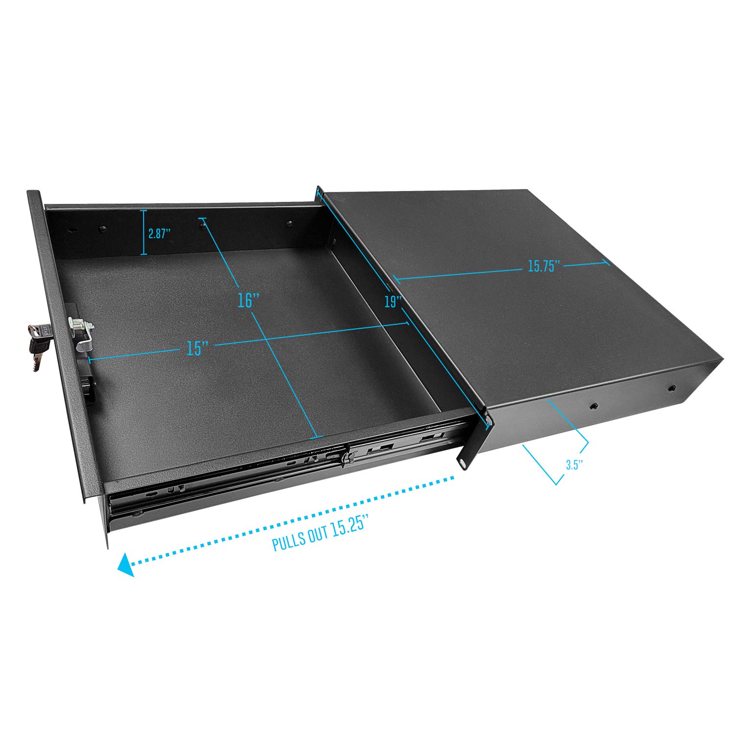 2U Server Rack Drawer 19" 19 Inch Standard Size Rack Mount Drawer Case ...