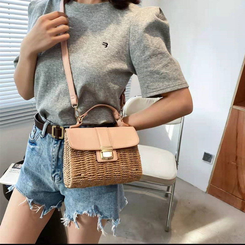 Artificial Beg Straw Rotan Woman Anyaman Rattan Woven Bag Handbag Woman ...