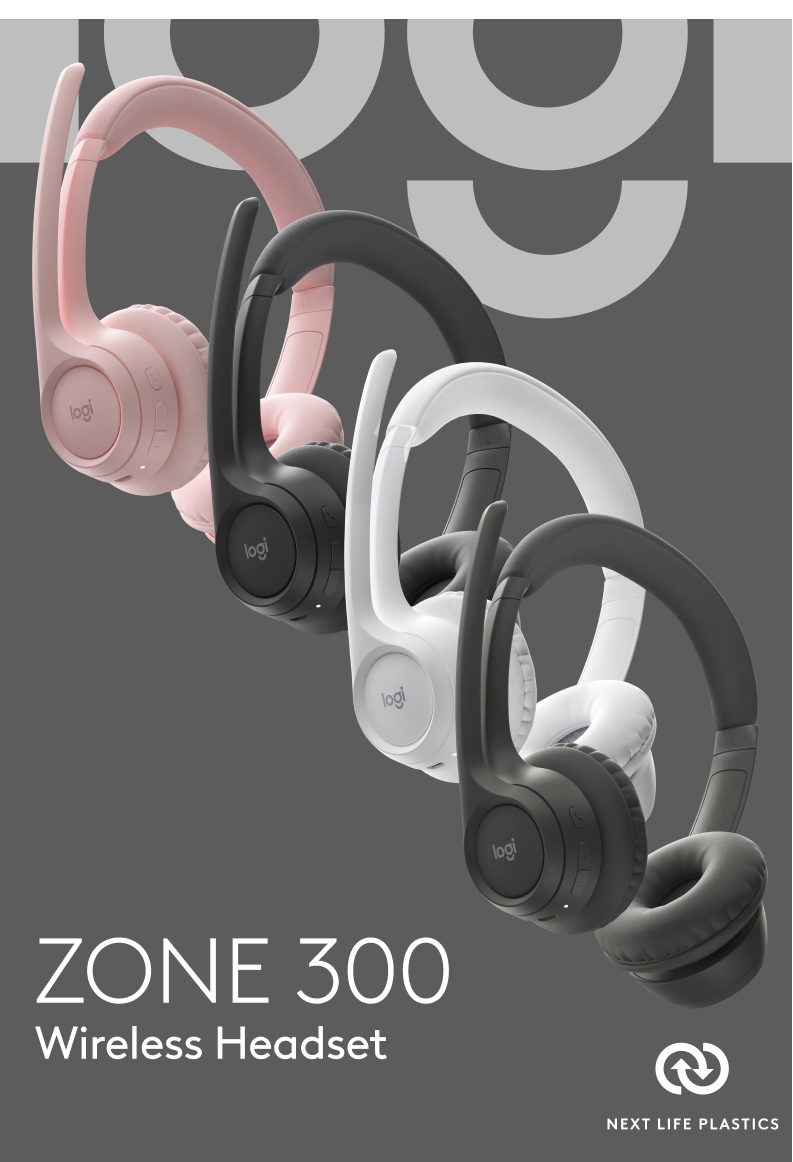 Logitech Zone 300 Wireless Bluetooth Headset With Noise-Canceling ...