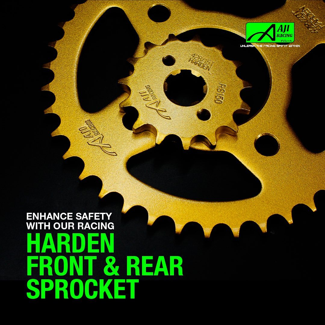 AJI RACING FRONT & REAR SPROCKET GOLD HARDEN STEEL 428 / 415 RXZ LC135 ...