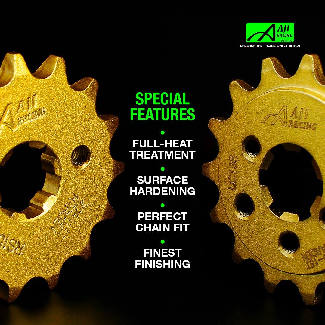 【8.8 SALE】AJI RACING 415 FRONT & REAR SPROCKET GOLD HARDEN STEEL RXZ ...