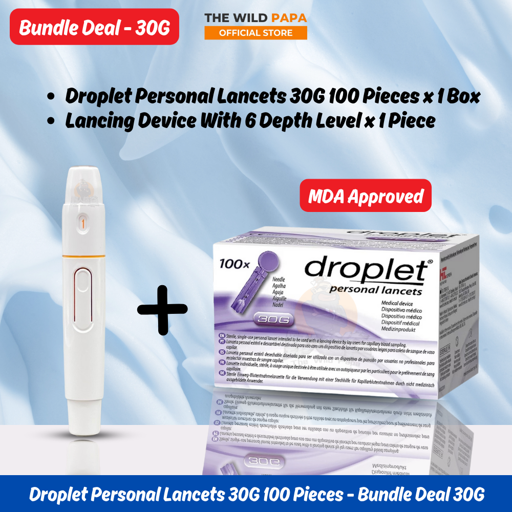 DROPLET Personal Lancets 30/33g 100's Blood Lancet Precise Blood Sample ...