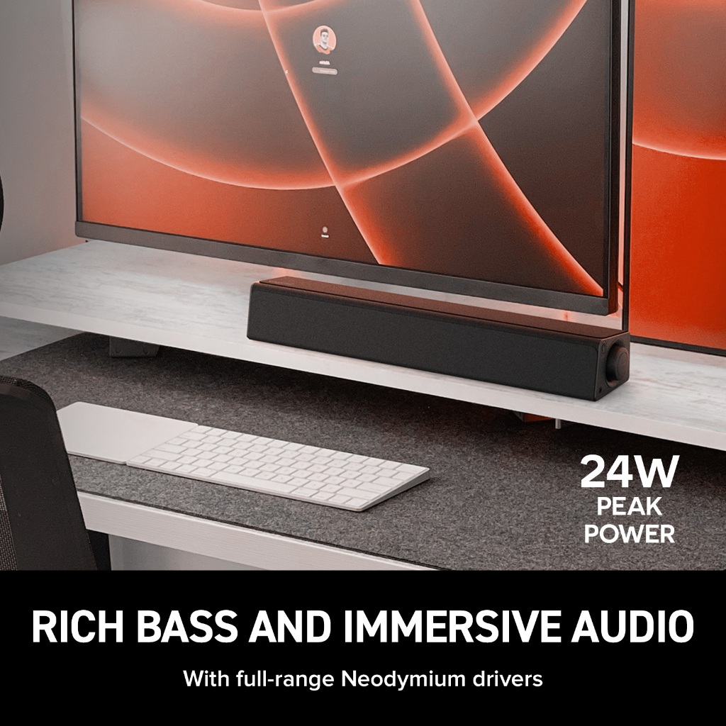 Creative Stage SE Mini Compact Under-Monitor Soundbar With Bluetooth ...