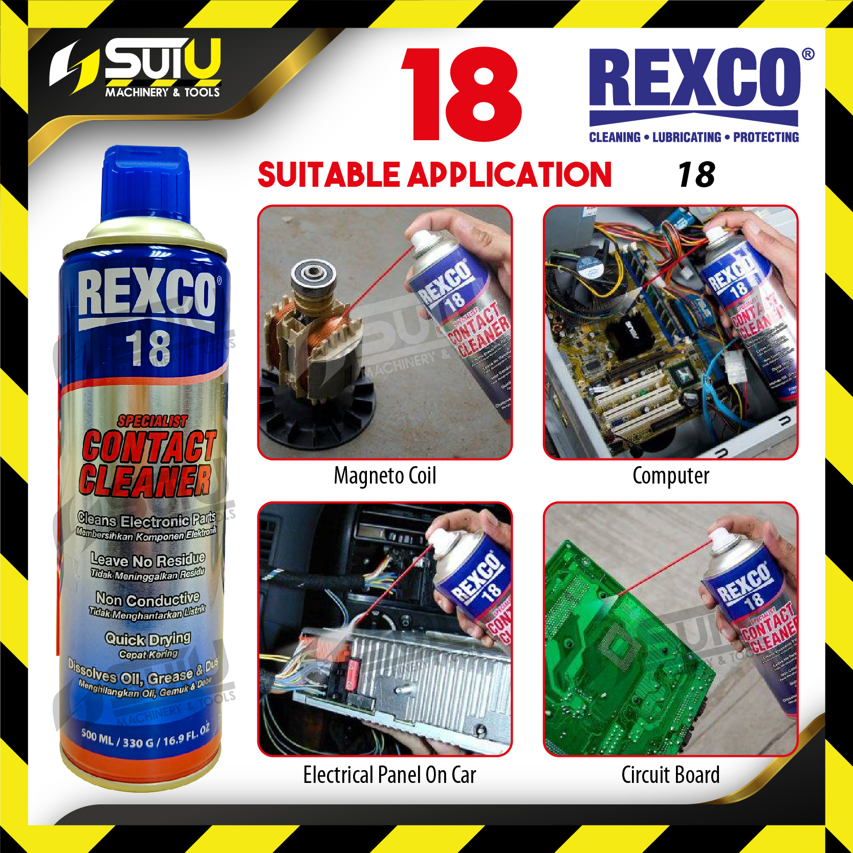 REXCO 18 Specialist Contact Cleaner (500ML) / 25 High Performance Chain ...