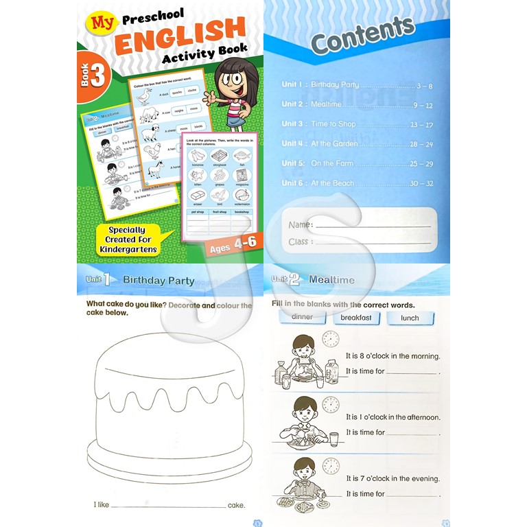 MY PRESCHOOL ENGLISH READING BOOK & ACTIVITY BOOK 1 - 4 - AGES 4-6 ...