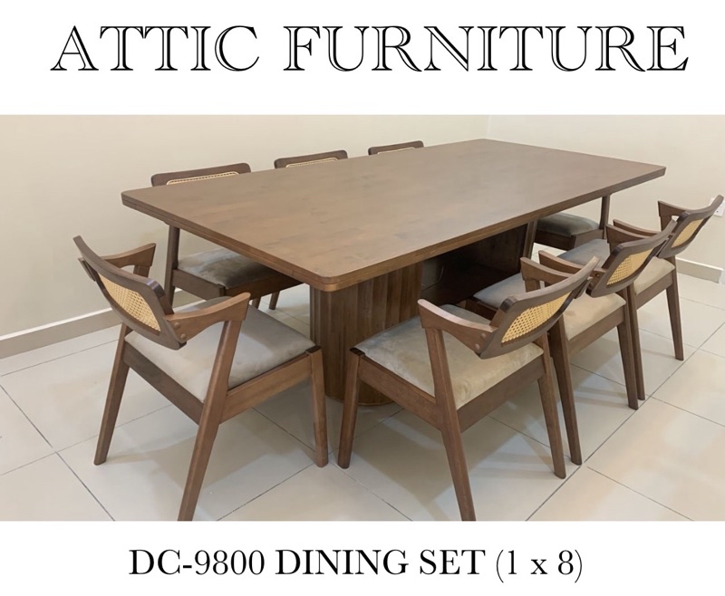 Dining Set/8 Seater Dining set/Meja Makan Set/ATTIC FURNITURE MG/6001 8 ...