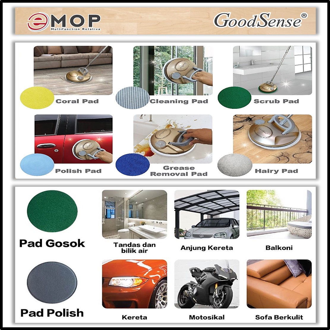 [FREE CLEANING PADS] GOODSENSE Multifunction Rotative eMop Electric ...