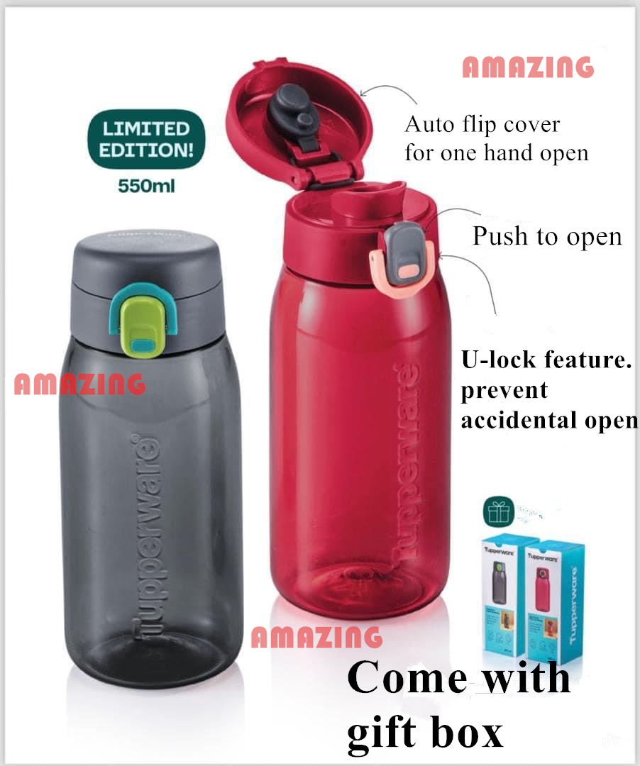 Tupperware Slim Eco Bottle 750ml with Straw/ Tupperware H2Go with Easy ...