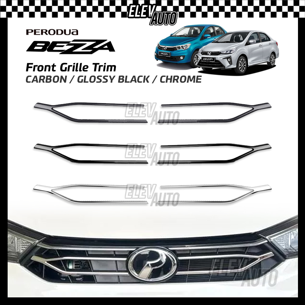Perodua Bezza STAINLESS STEEL Front Grille Trim Carbon Chrome Black ...