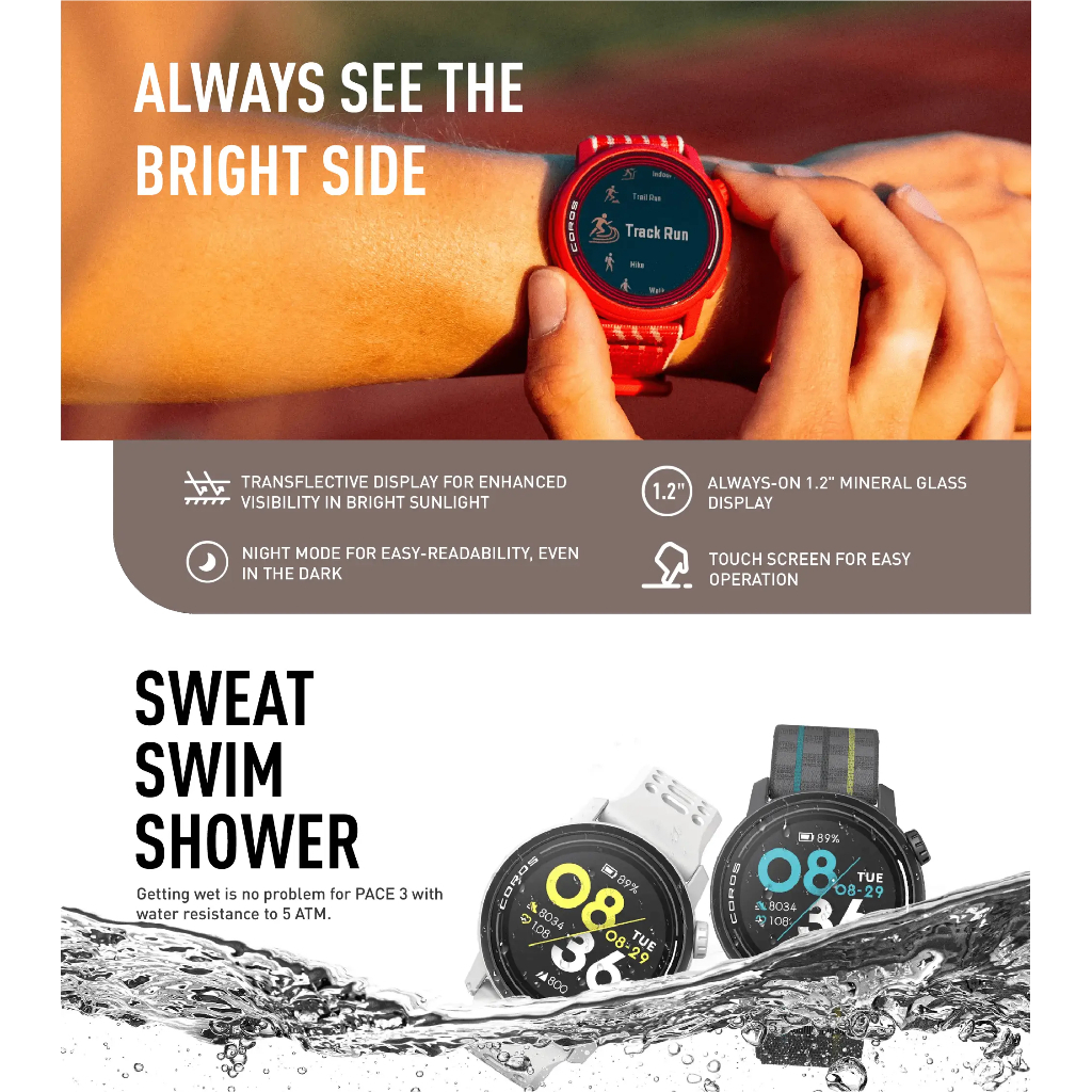COROS PACE 3 Premium GPS Smart Watch Compass Fitness Heart Rate Monitor ...