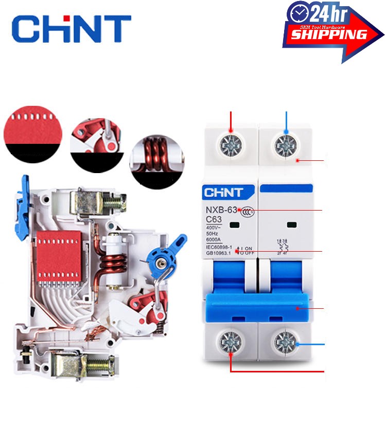 CHINT NXB-C63 Miniature Circuit Breaker 1 Pole 2 Pole MCB 1P 2P 1A 3A 6A 10A 20A 230v | Shopee ...