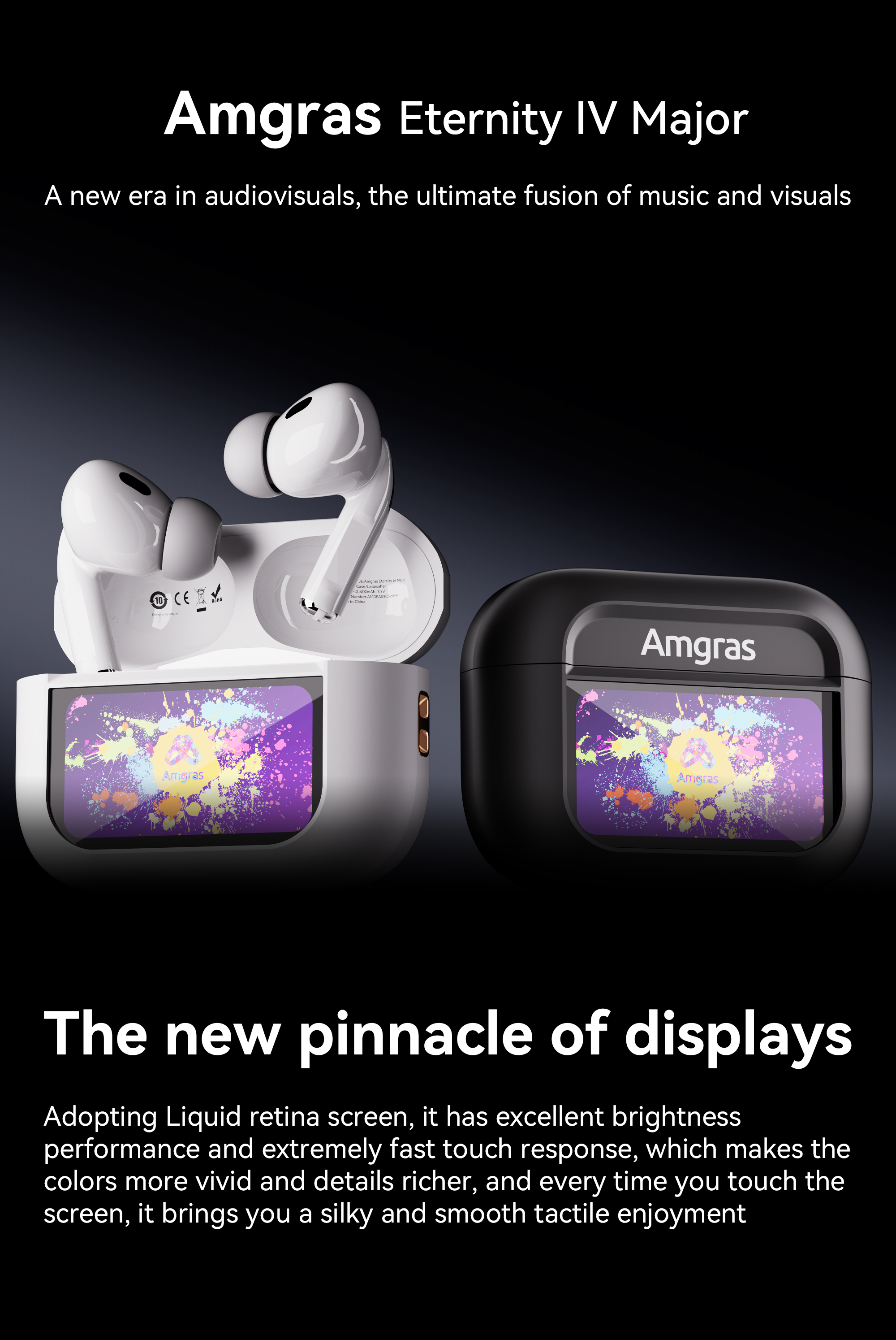 Amgras Eternity Ⅳ Major Smart Screen earphone Bluetooth Wireless Earbud ...