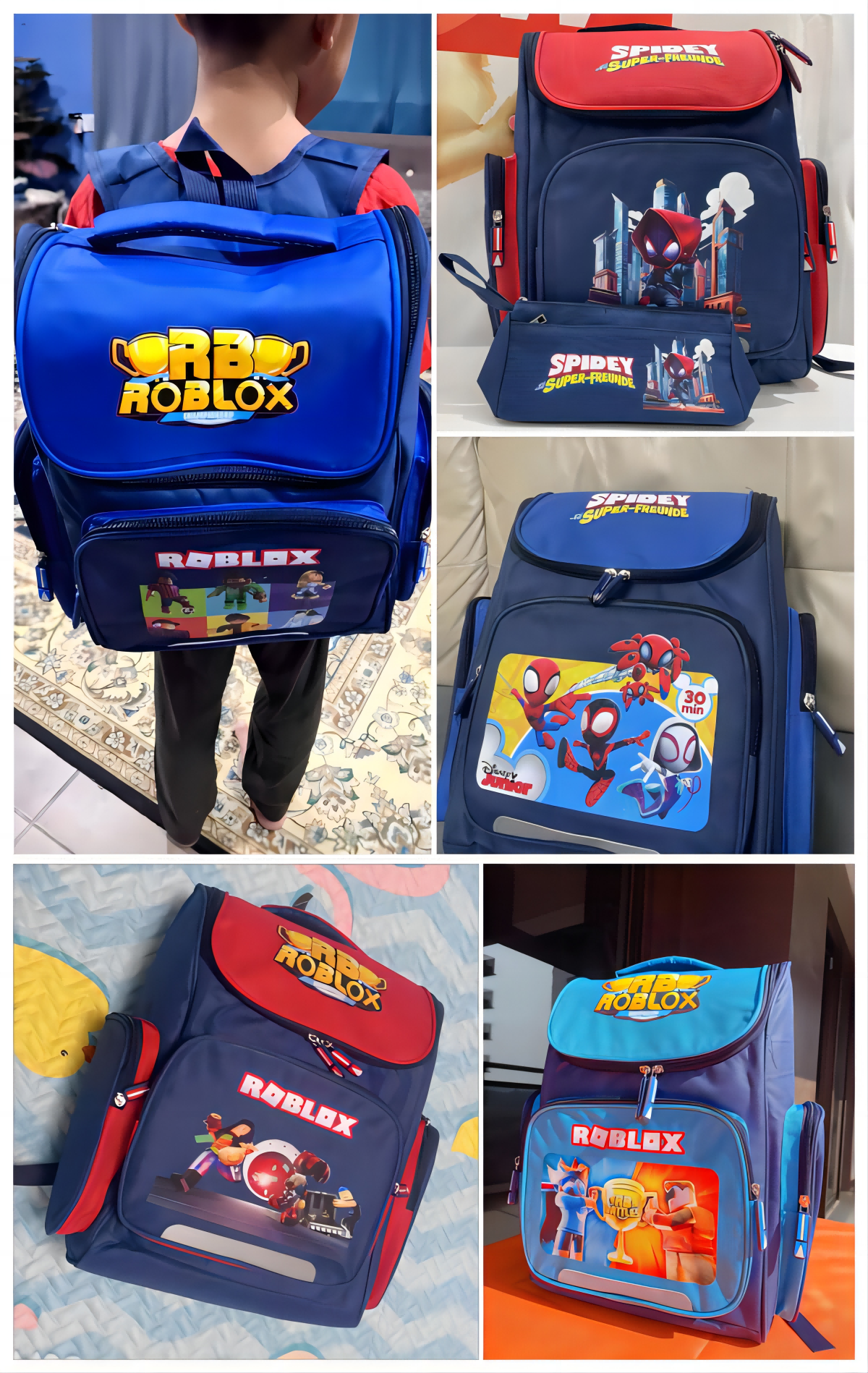 40cm Roblox Beg Sekolah Budak Lelaki Boys School Bag For Kids Spiderman ...