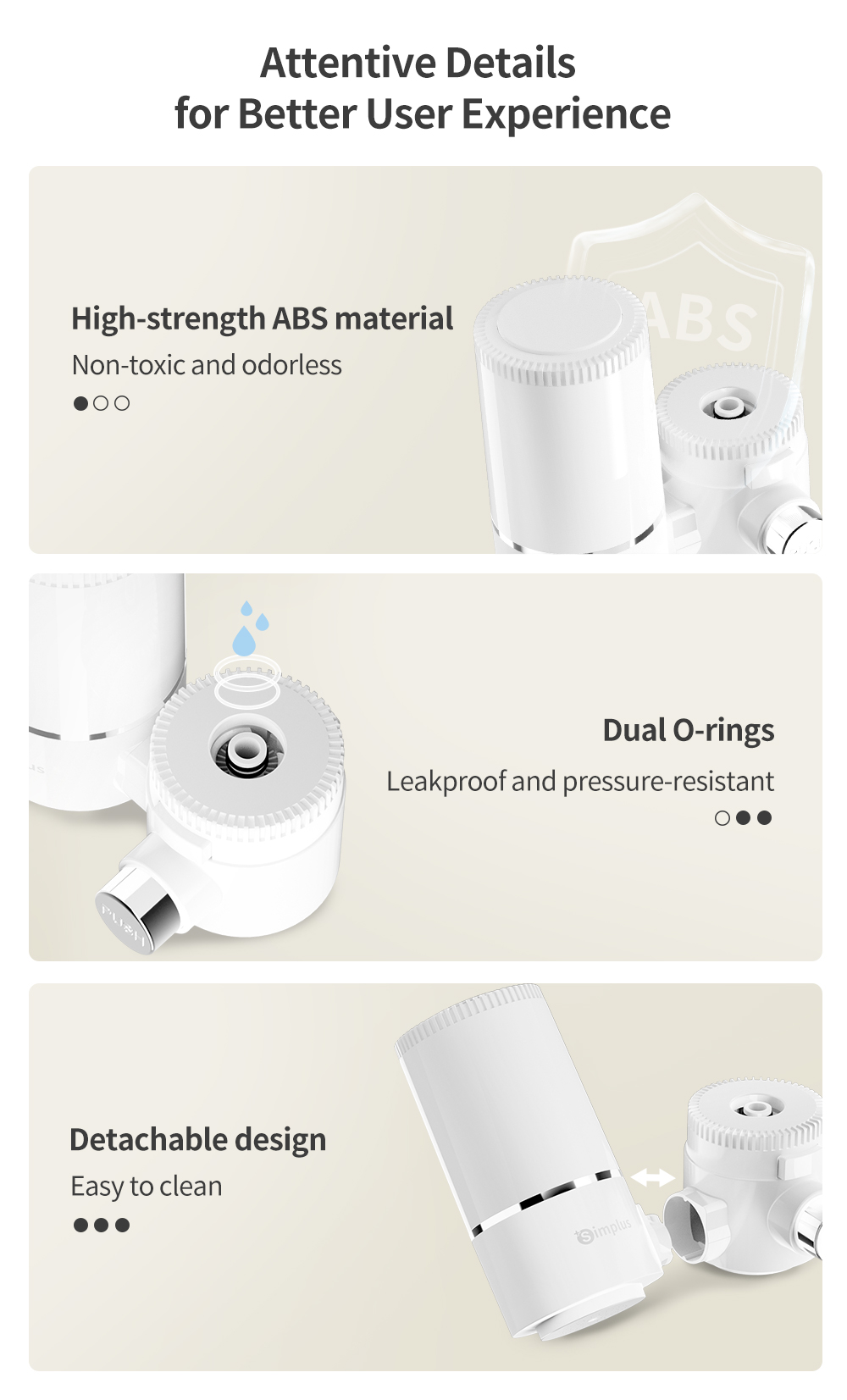 Simplus Tap Water Purifier With Tearable Carbon Rod Filter 2L/Min Large ...