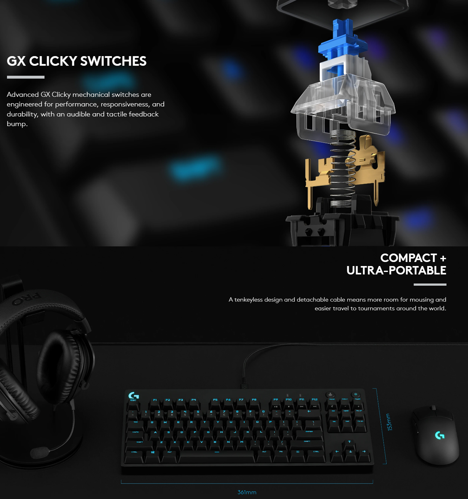 Logitech G Pro LightSync RGB Wired Mechanical Gaming Keyboard - GX Blue ...