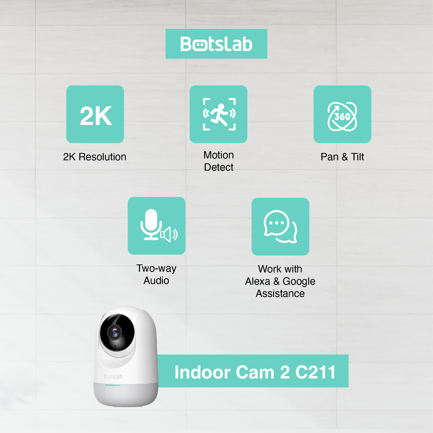 Botslab Indoor Cam 2 C211 2K Wi-Fi Smart Pan Tilt Camera | Shopee Malaysia