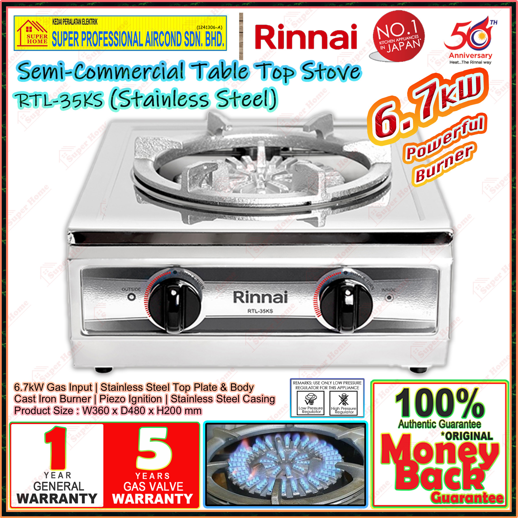 Rinnai Gas Stove Table Top Gas Cooker | Shopee Malaysia
