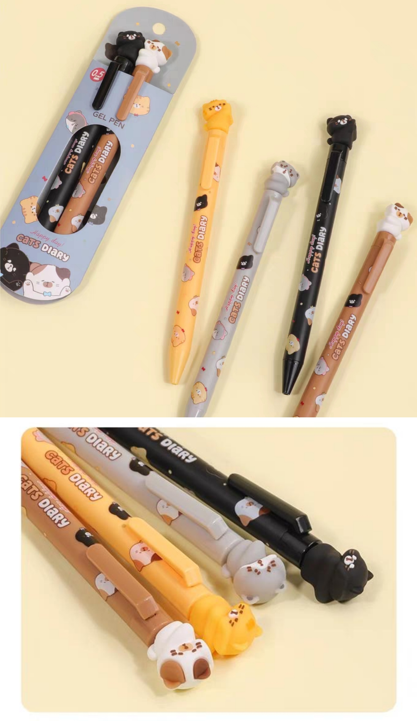 Creative Cute Cartoon Cat's Diary Sharing is Caring 0.5mm Black Ink Gel ...