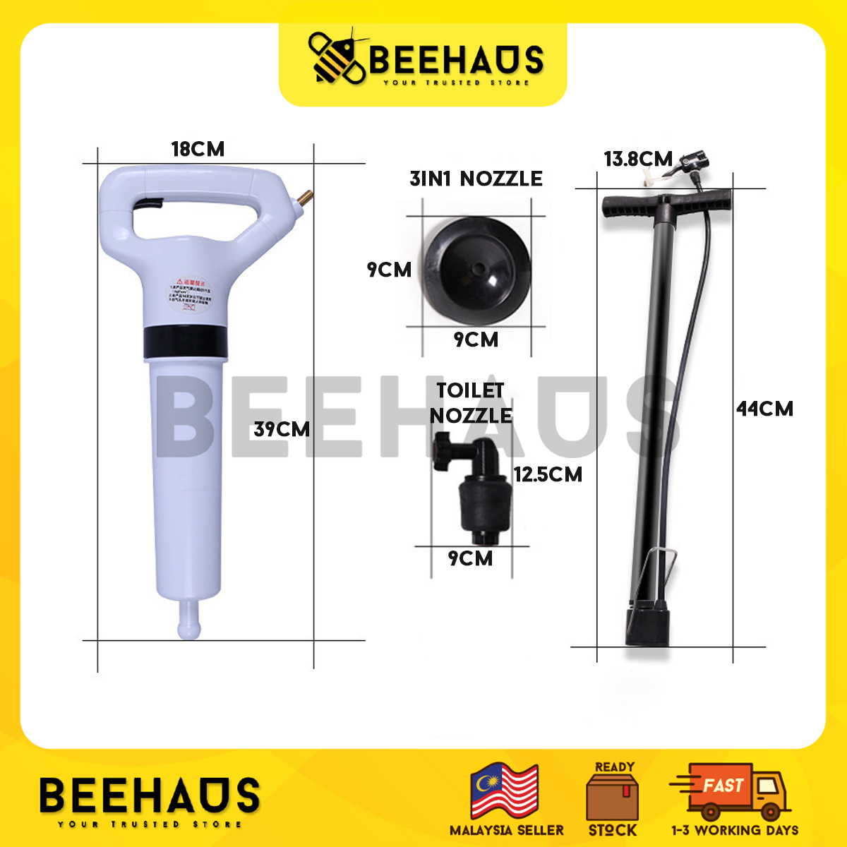 Beehaus Multifunctional Inflatable Pipe Plunger | Toilet Dredger Air ...