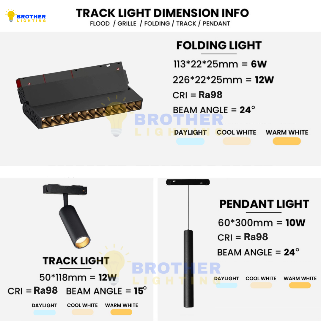 LED Magnetic Track Light Magnet Pendant Lamp Grille Folding Flood Spot ...