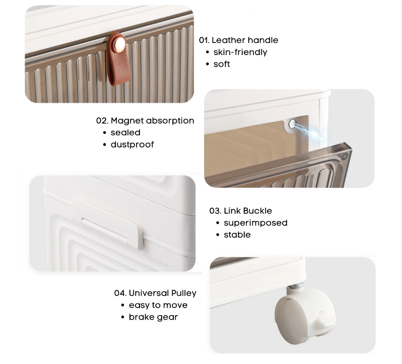 Luxury Home 6 Layers Foldable Storage Box Cabinet With Wheels Stackable ...