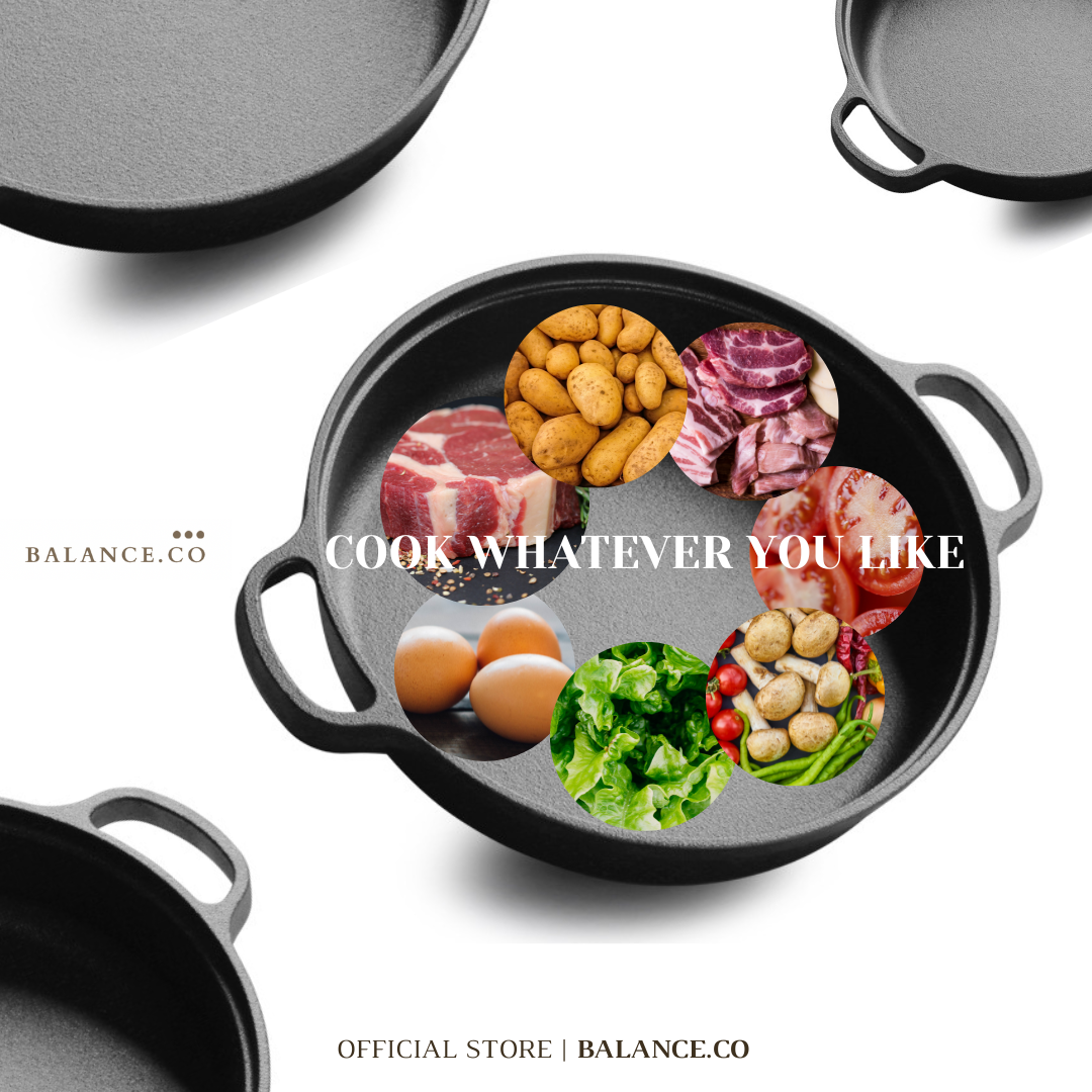 Balance.co Pre-seasoned Pure Cast Iron Double Handles Skillet NonStick ...