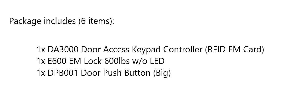 Standalone Door Access RFID ID Magnetic EM Lock Package Set with Power ...