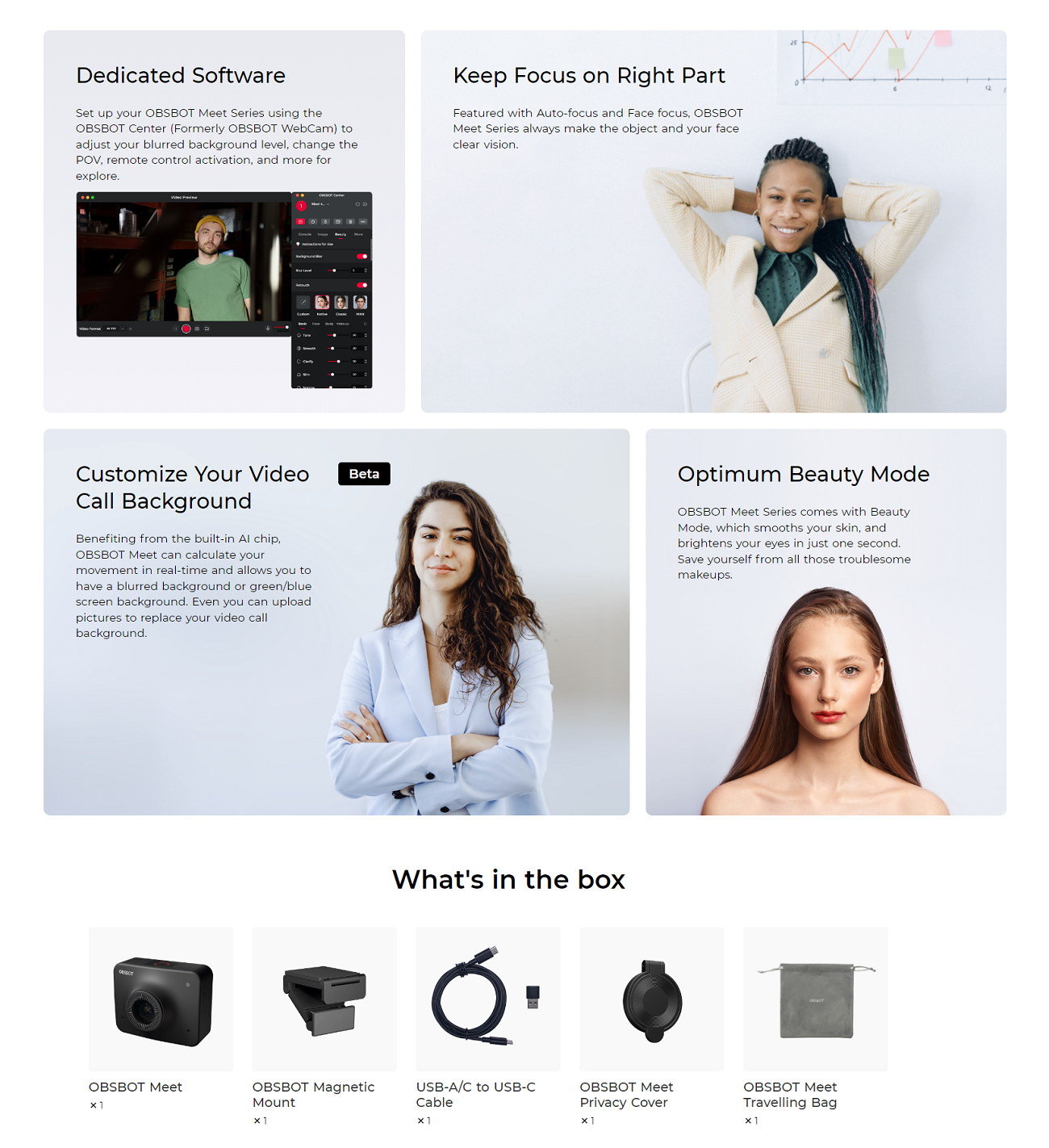 OBSBOT MEET AI-POWERED 1080P USB WEBCAM WITH AI AUTO-FRAMING, AUTO ...
