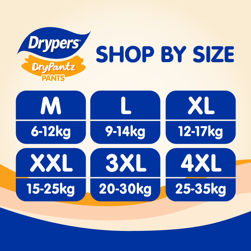 Drypers DryPantz Baby Diapers M58/ L48/ XL42/ XXL36 (1 Pack) | Shopee ...