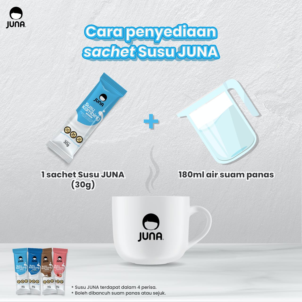 Sachet Susu Kambing JUNA 30g perisa Asli, Coklat & Strawberi by Fynn ...