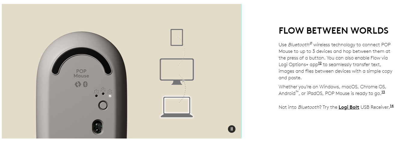 LOGITECH POP MOUSE WIRELESS CUSTOMIZABLE EMOJIS / SILENT TOUCH ...