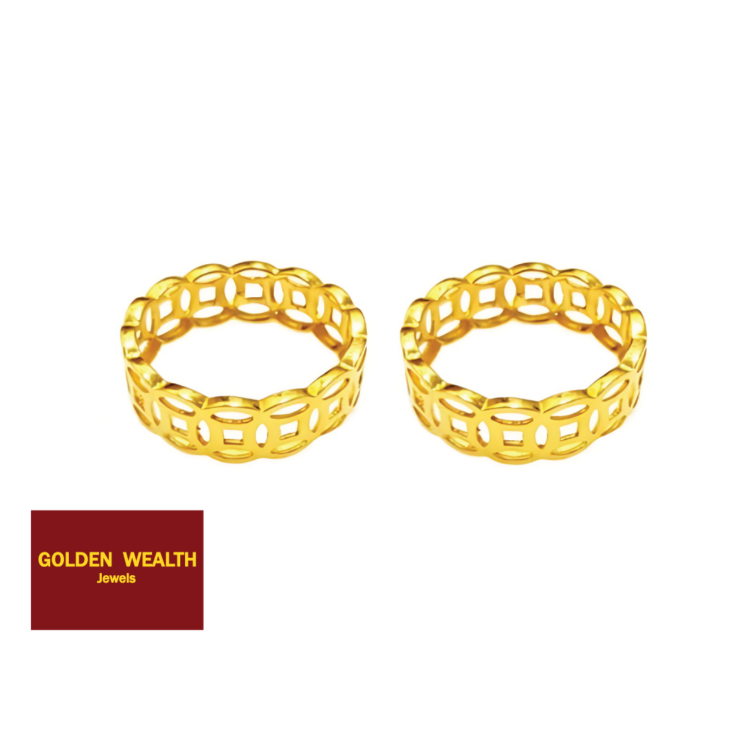 👍916 Gold Coin and dollars Ring Series Cincin Syiling 916黄金古钱介子 ...
