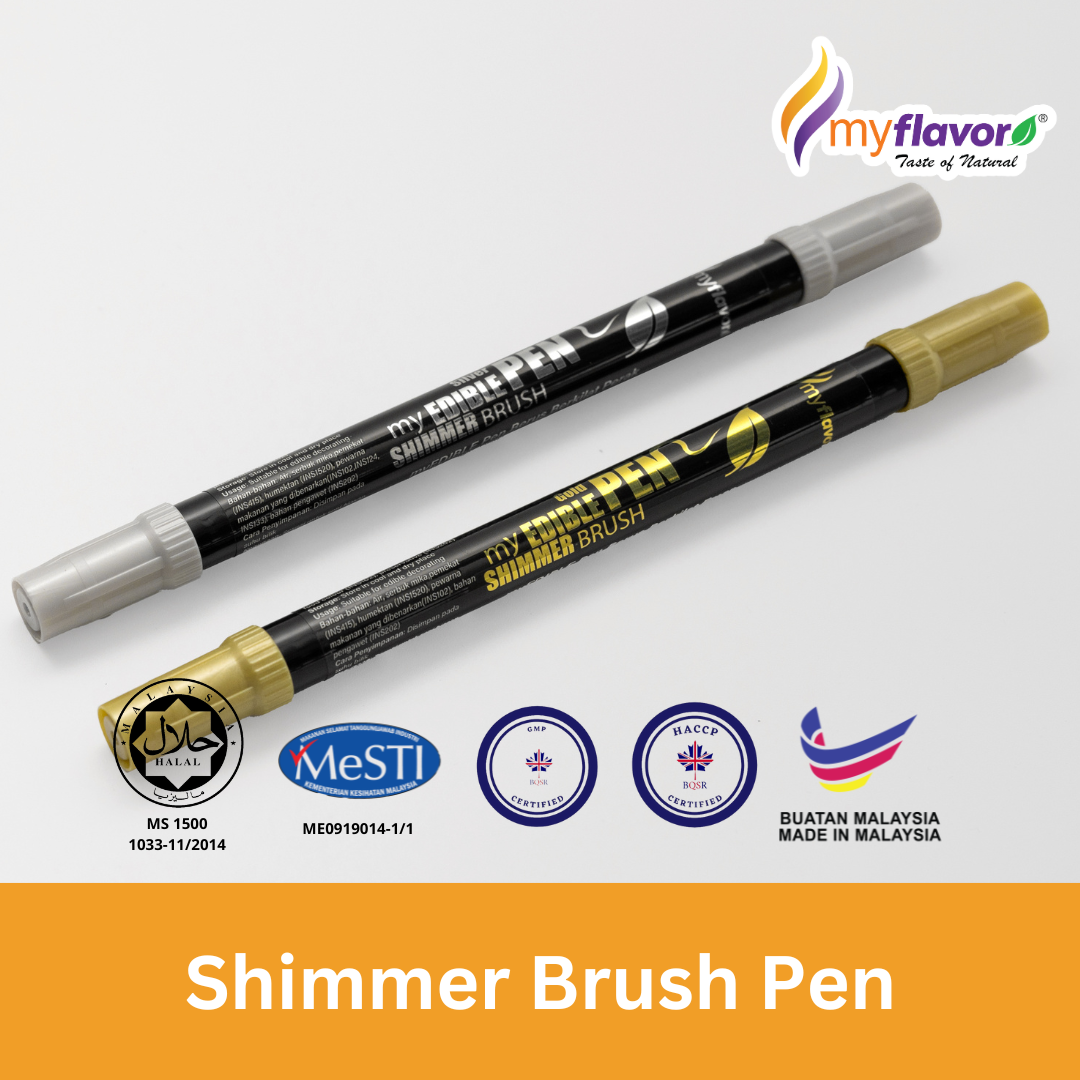 myEDIBLE Shimmer Brush Pen Dual Tip HALAL edible metallic pen Gold and ...
