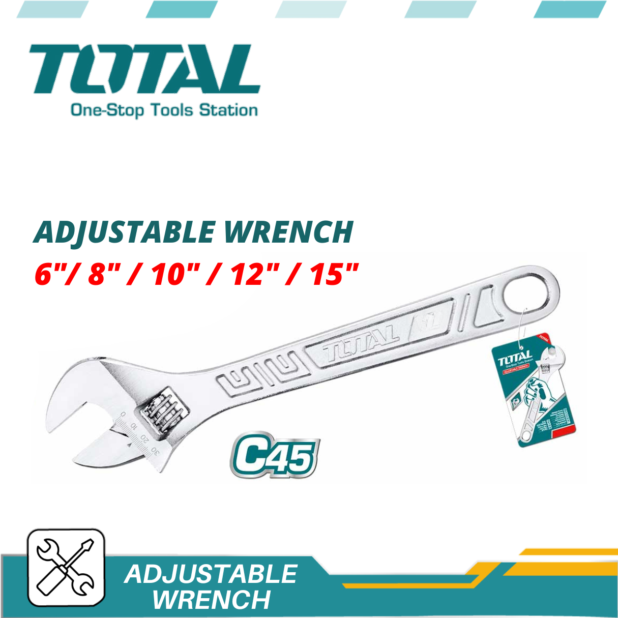 TOTAL 6" - 15" Adjustable Wrench ( THT101063, THT101083, THT1010103 ...