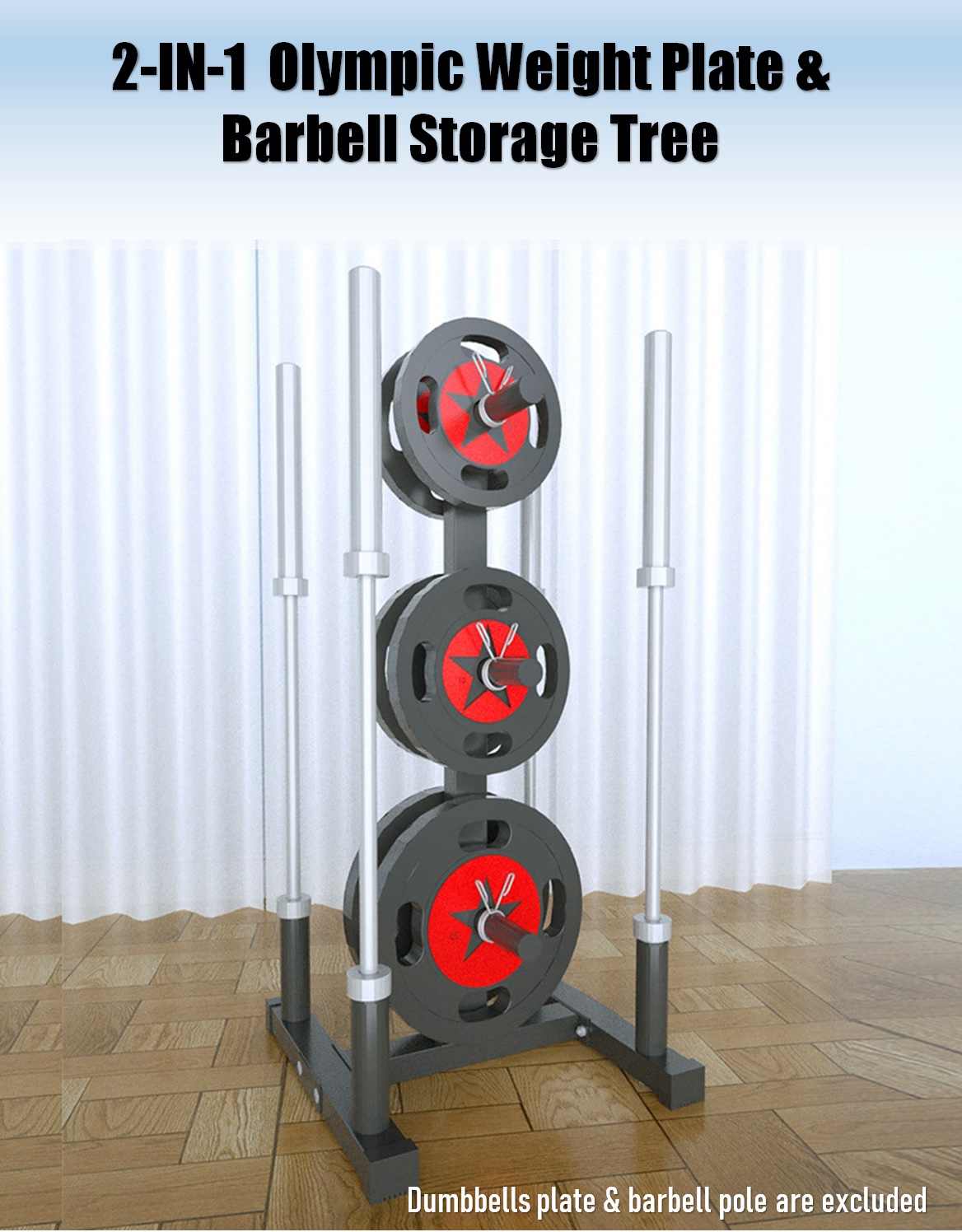 Olympic Weight Plate & Barbell Storage Rack Tree Design Load Capacity ...