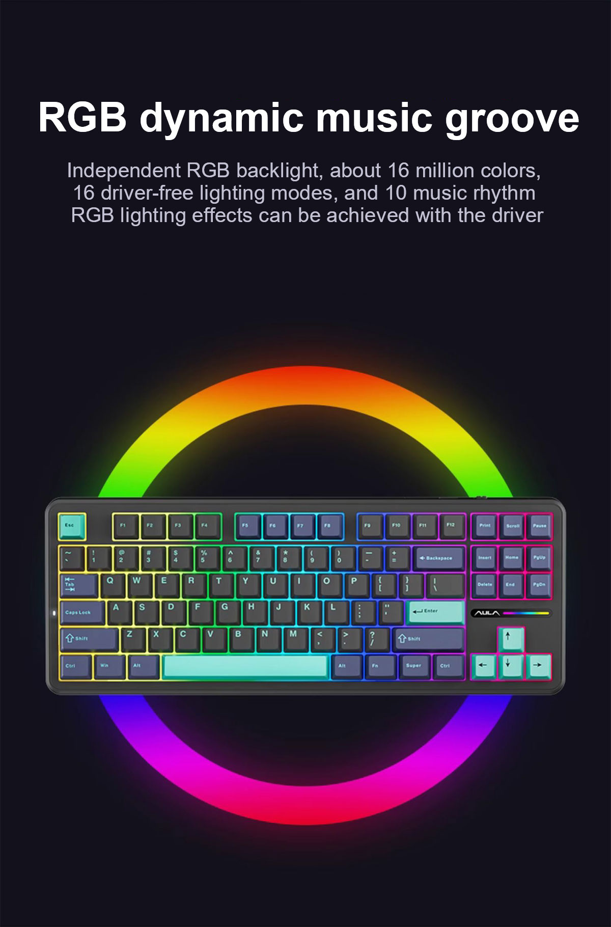 AULA F87 Mechanical Keyboard RGB 87Keys Customized Gateway Structure ...