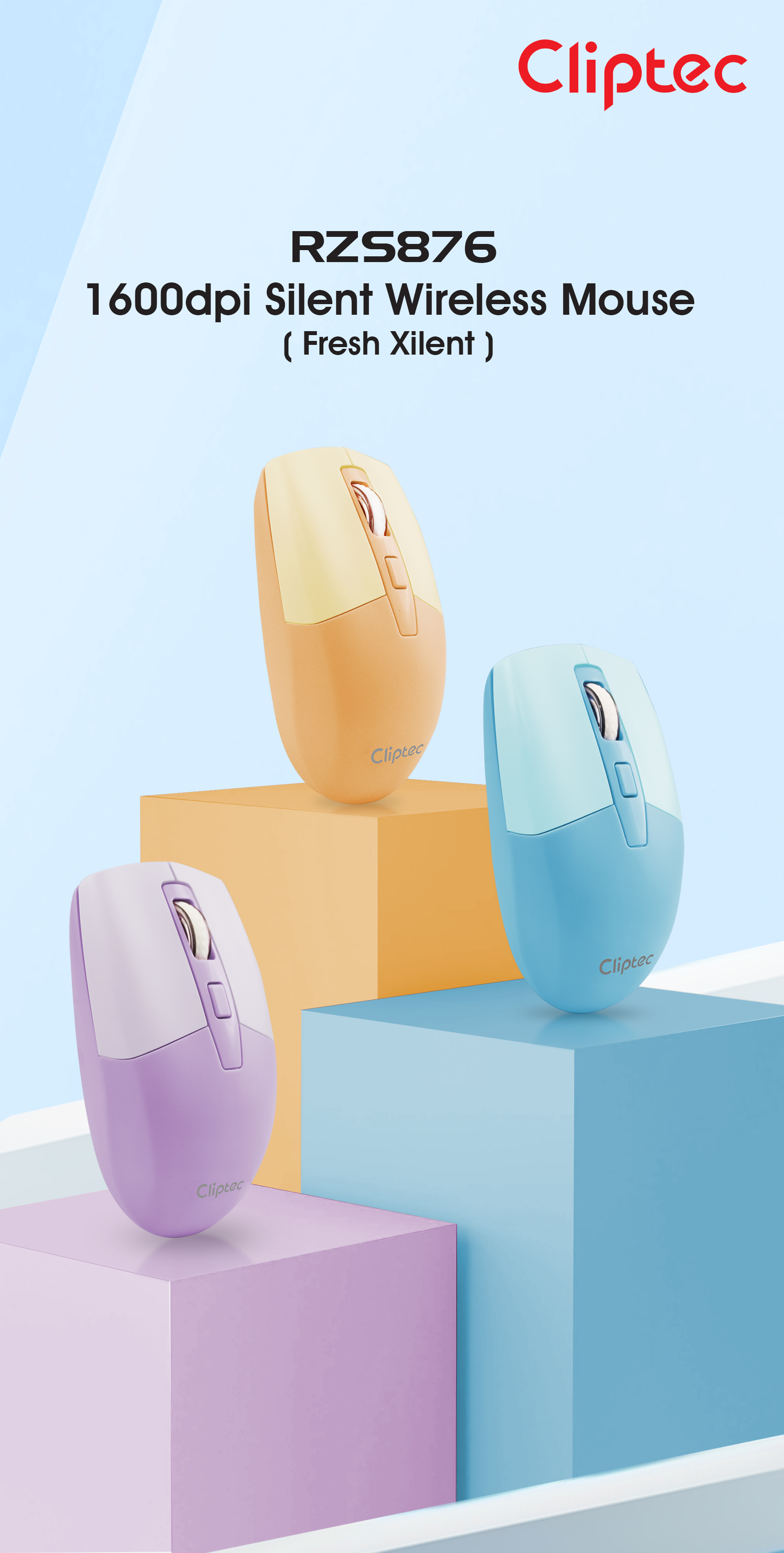 CLiPtec RZS876 Fresh Xilent 1600dpi 2.4Ghz Silent Wireless Mouse, DPI ...
