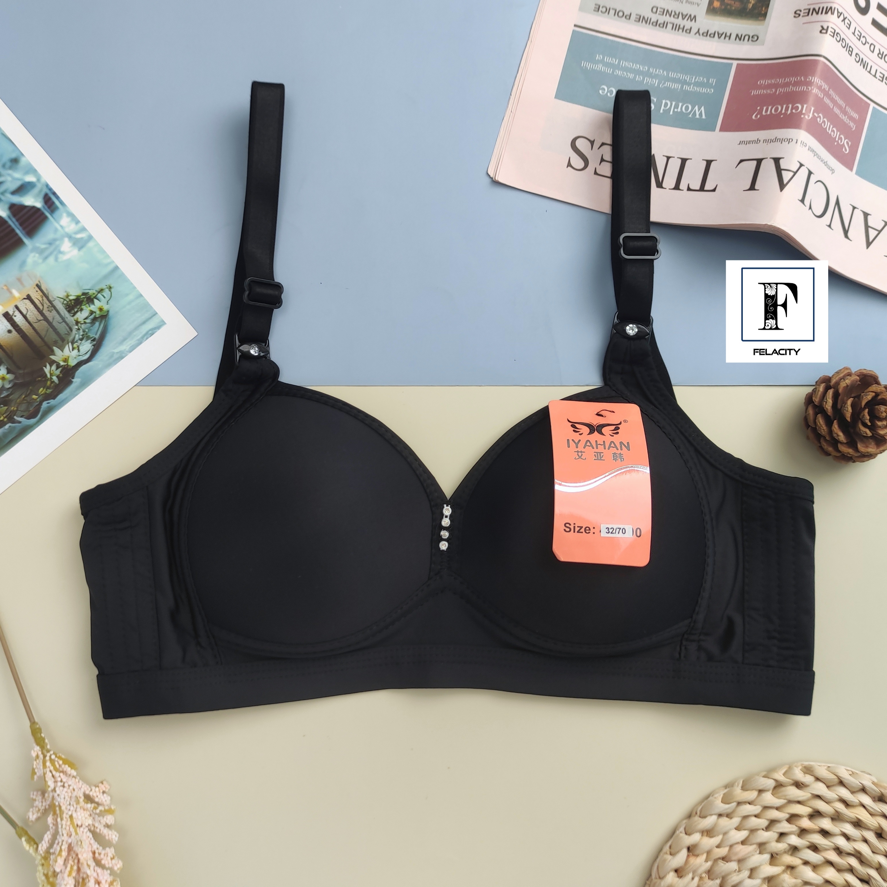 Bra Women Full Cup Wireless Plain AB Cup 32-38 Baju Dalam Wanita Cup ...
