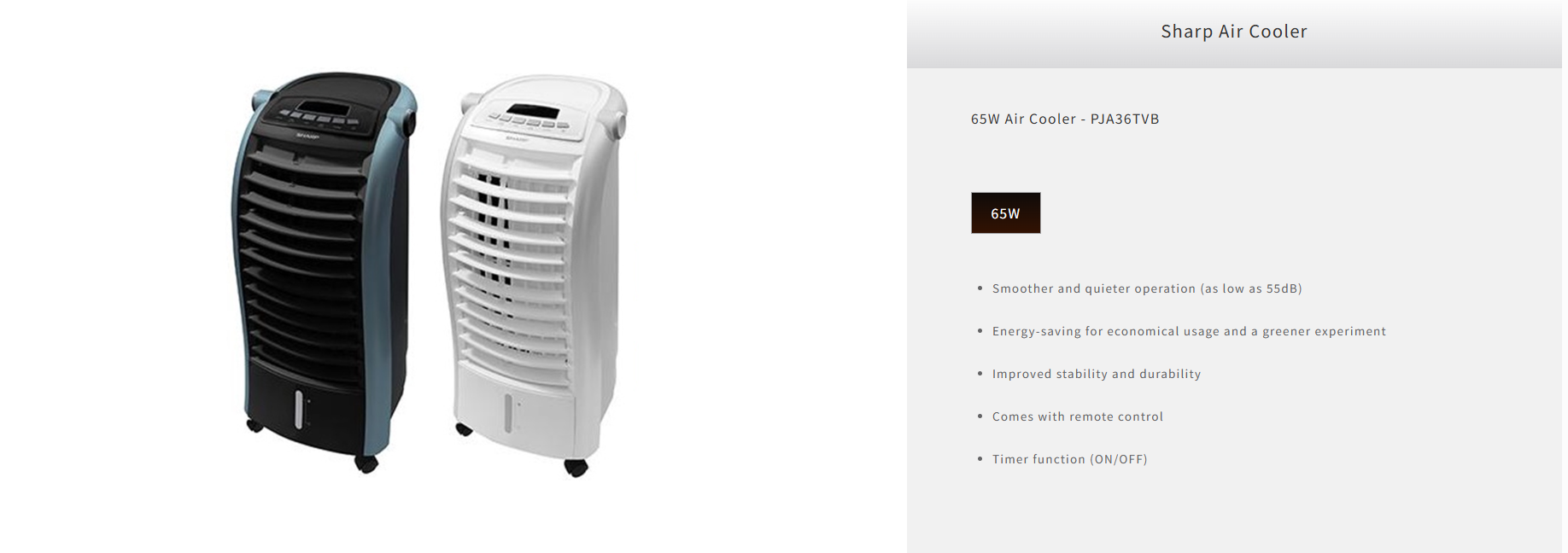 Sharp Air Cooler Portable 6L with Remote Control 冷风机 冷風機 家用 省電 PJA36TVB ...