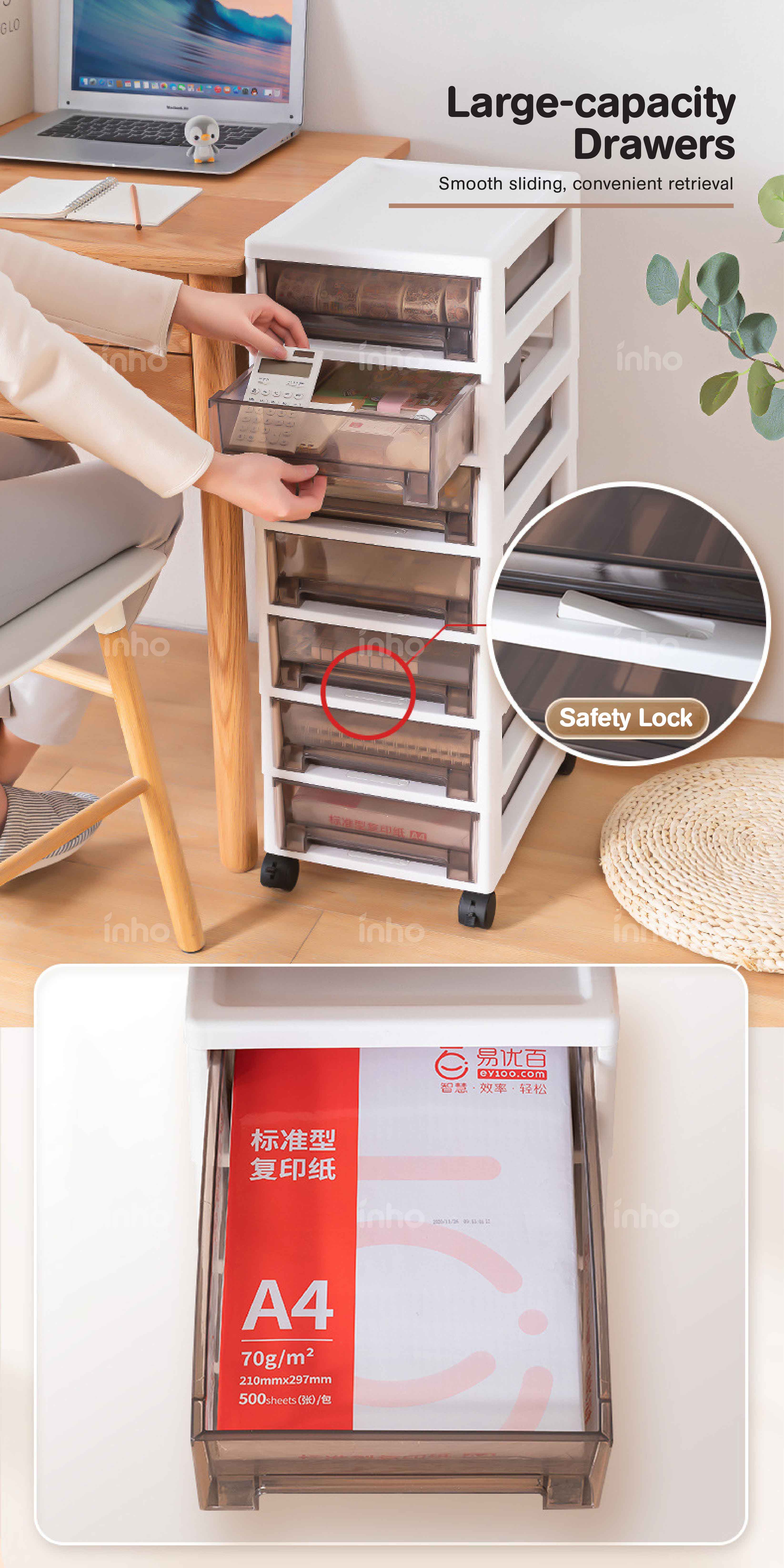 INHO L27cm (5-10 Layers) Versatile Movable Office Home Trolley Drawer ...
