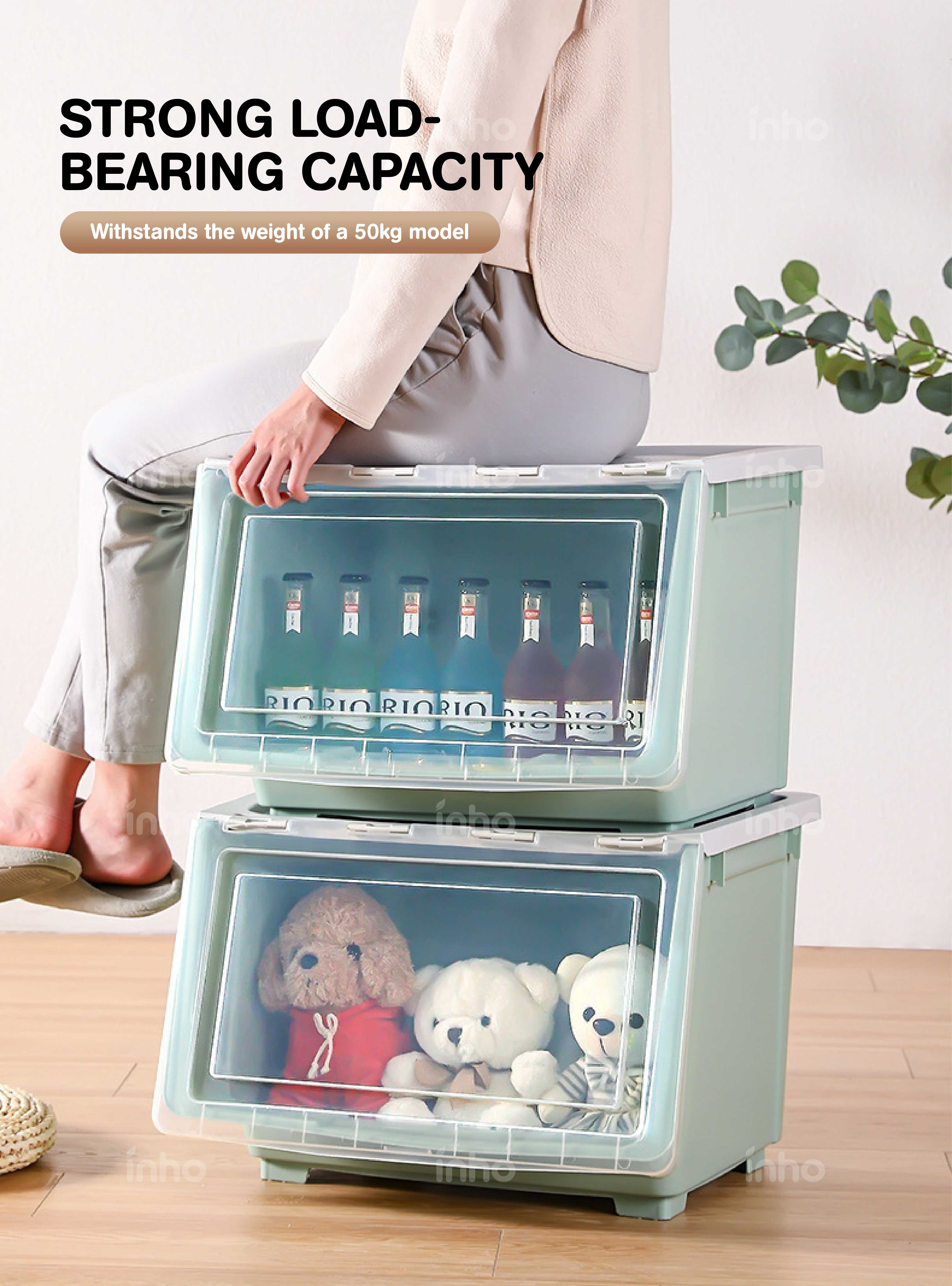 INHO 34/38/56L Multipurpose Stackable Movable Container Storage Box ...