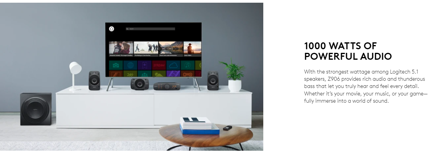 LOGITECH Z906 5.1 SURROUND SOUND SPEAKER SYSTEM WITH THX SURROUND SOUND, VERSATILE SETUP AND ...