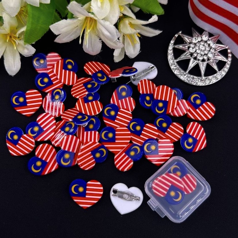 Elegant Brooch Pin Bendera Malaysia Merdeka & Brooch Bunga Raya ...
