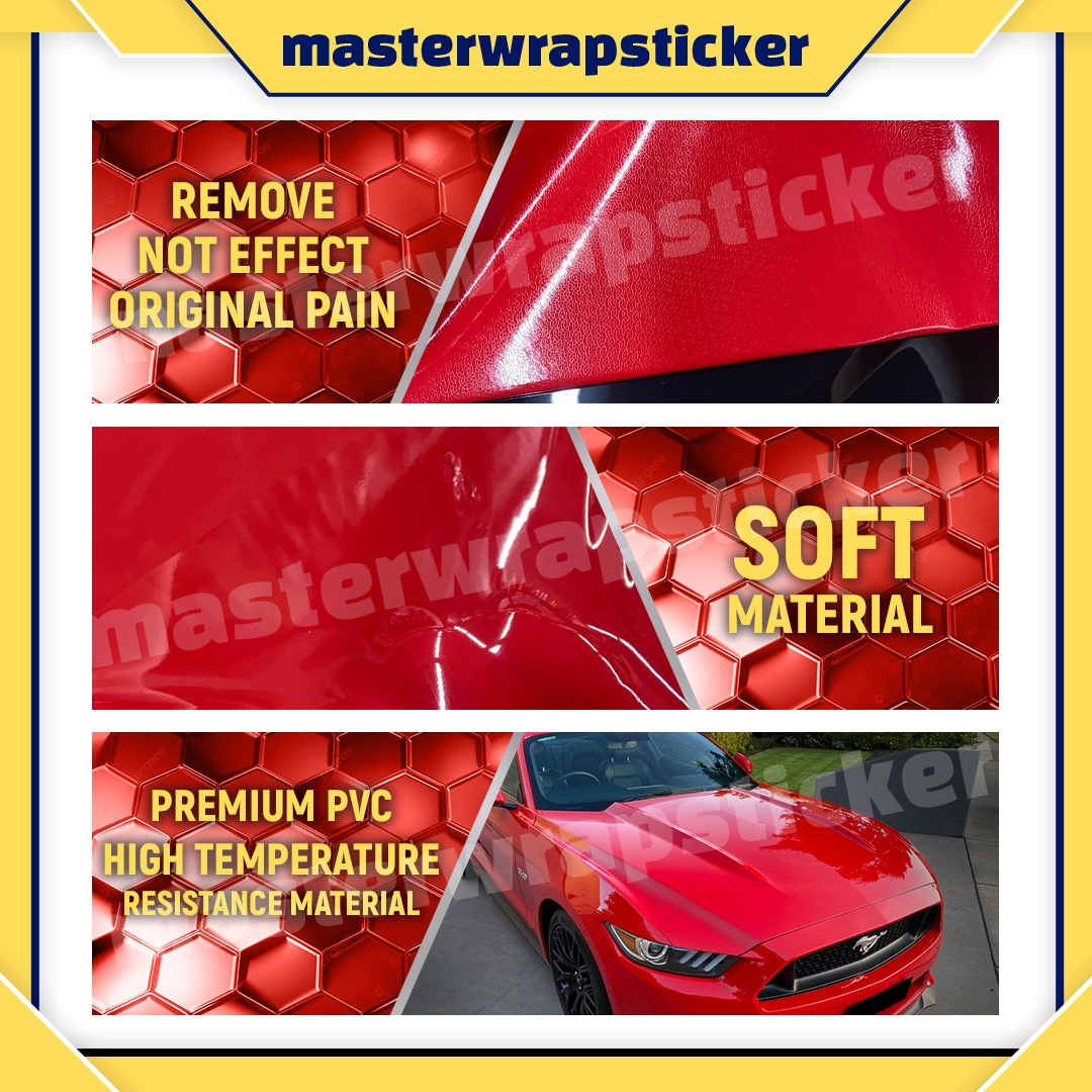 PREMIUM GLOSSY RED STICKER KERETA(152CM-90CM)stiker kereta MERAH ...