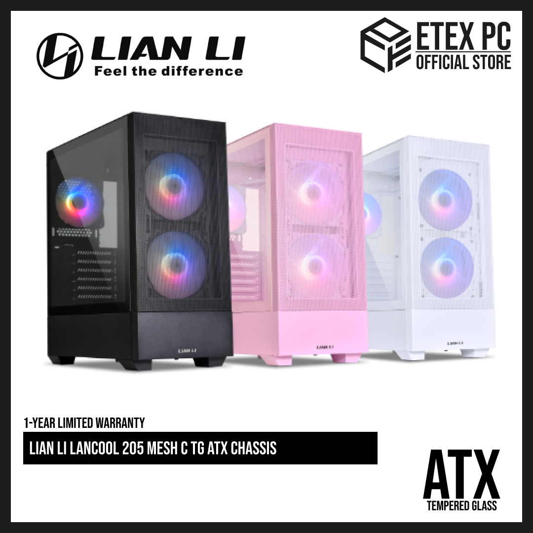 LIAN LI Lancool 205 Mesh C TG ATX Chassis - Black / White / Pink | Shopee Malaysia