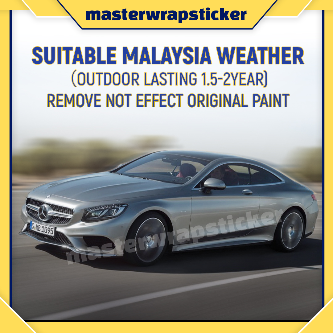 PREMIUM GLOSSY SILVER STICKER KERETA(152CM-90CM)stiker kereta PERAK ...