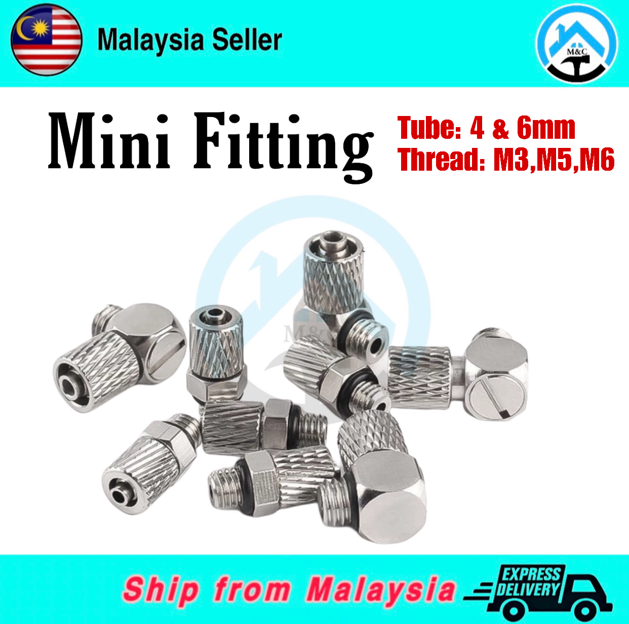 [MH] Male Thread M3 M5 M6 Air Tube,6mm OD Mini Pneumatic Pipe Connector ...