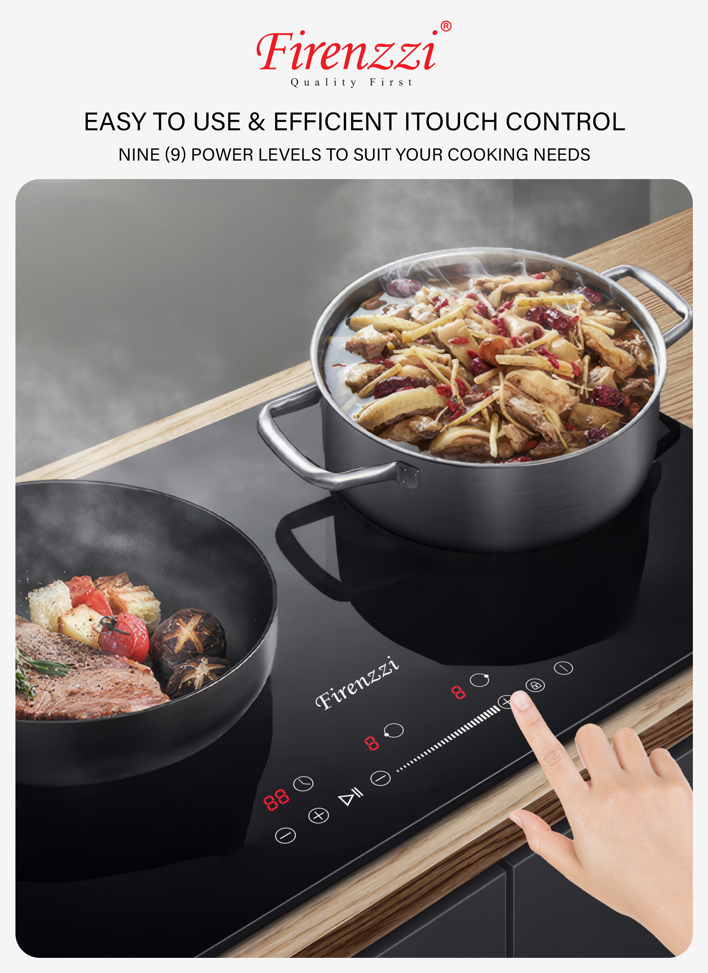Firenzzi FRD-2177 XP Induction + Ceramic Cooker with Plug 2200W Timer ...