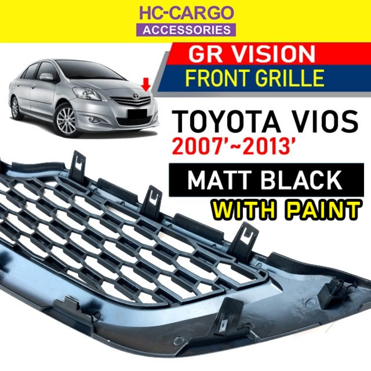Toyota Vios BELTA NPC93 Front Grille Grilled Sarong Matte Black 2008 ...