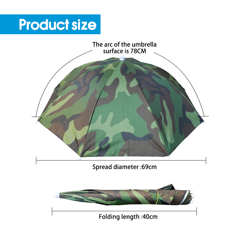 ☔Foldable Head Umbrella Cap Shade Hat Outdoor Anti Rain Waterproof Sun ...